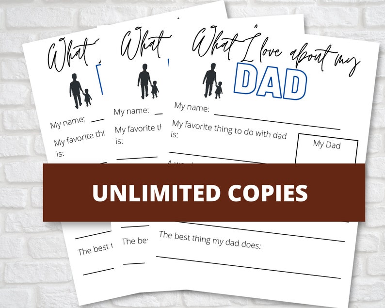 Father's Day Printable, What I Love About My Dad Printable for Kids - Etsy