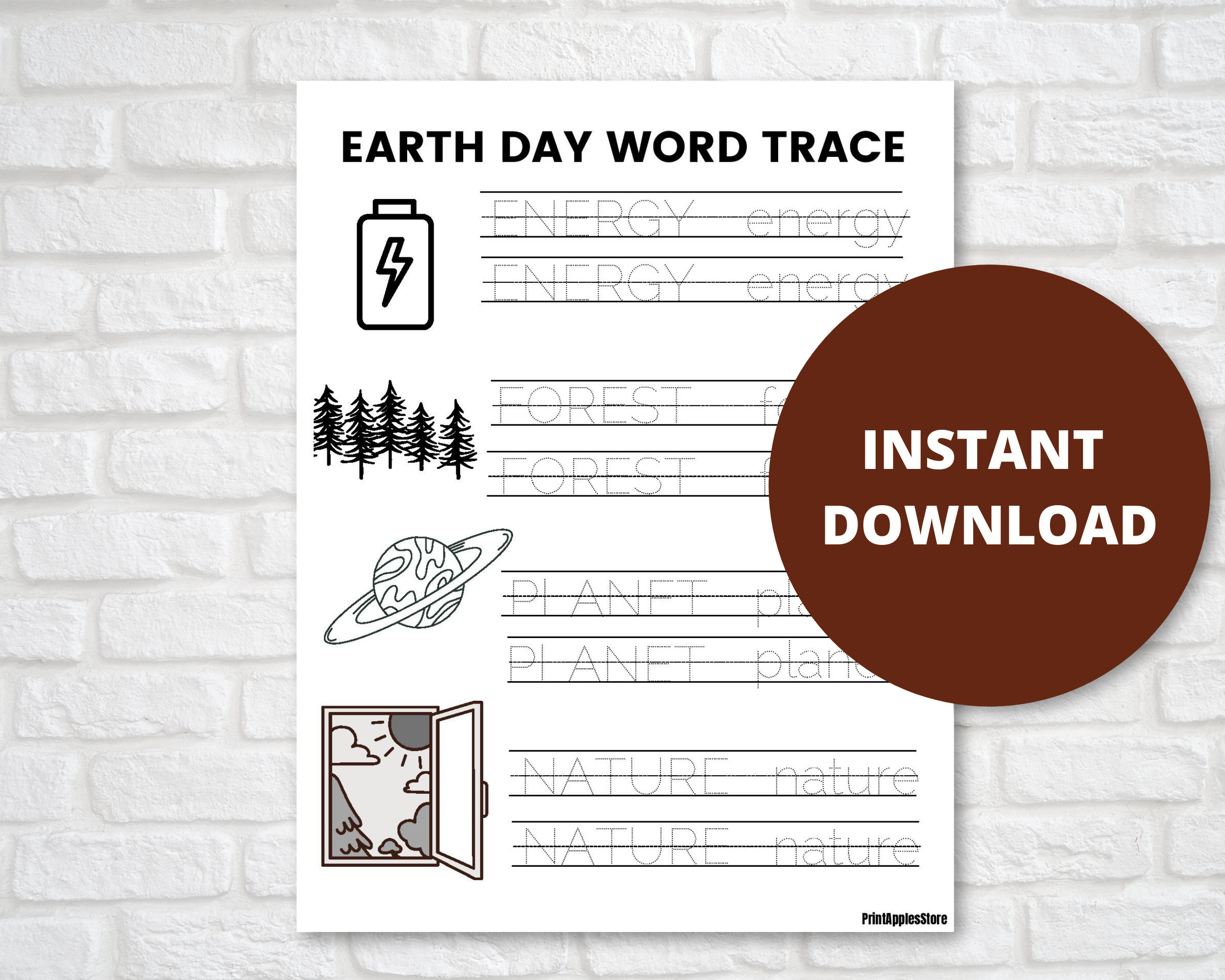 Earth Day Word Tracing Worksheets, Set of 3 - Etsy