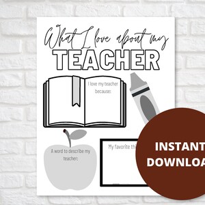 Love My Teacher Printable, Teacher Appreciation Week Printable, Teacher ...