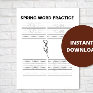 Spring Word Tracing Worksheet, Printable Kids Writing Practice ...