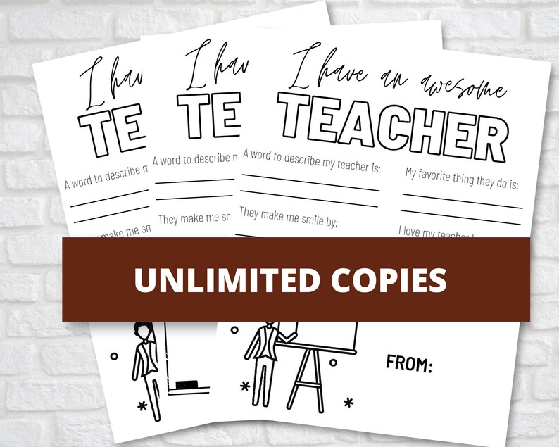 I Have an Awesome Teacher Printable, Male and Female Teacher, Teacher ...