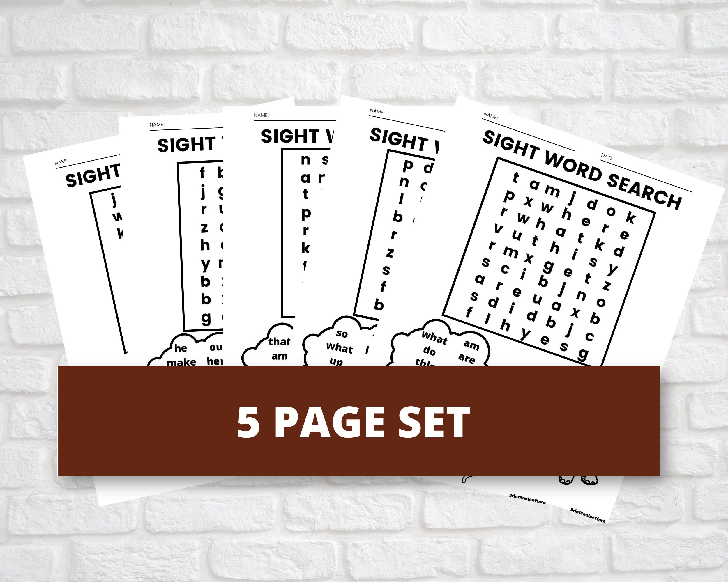 Sight Word Search Worksheets, Kids Sight Words Practice, Pre K ...