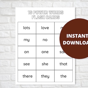 1G Power Words Flashcards, Sight Words for Kindergarten and First Grade ...