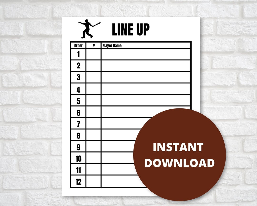 Batting Line up Printable, 12 Players - Etsy