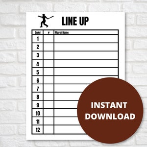 Batting Line up Printable, 12 Players - Etsy