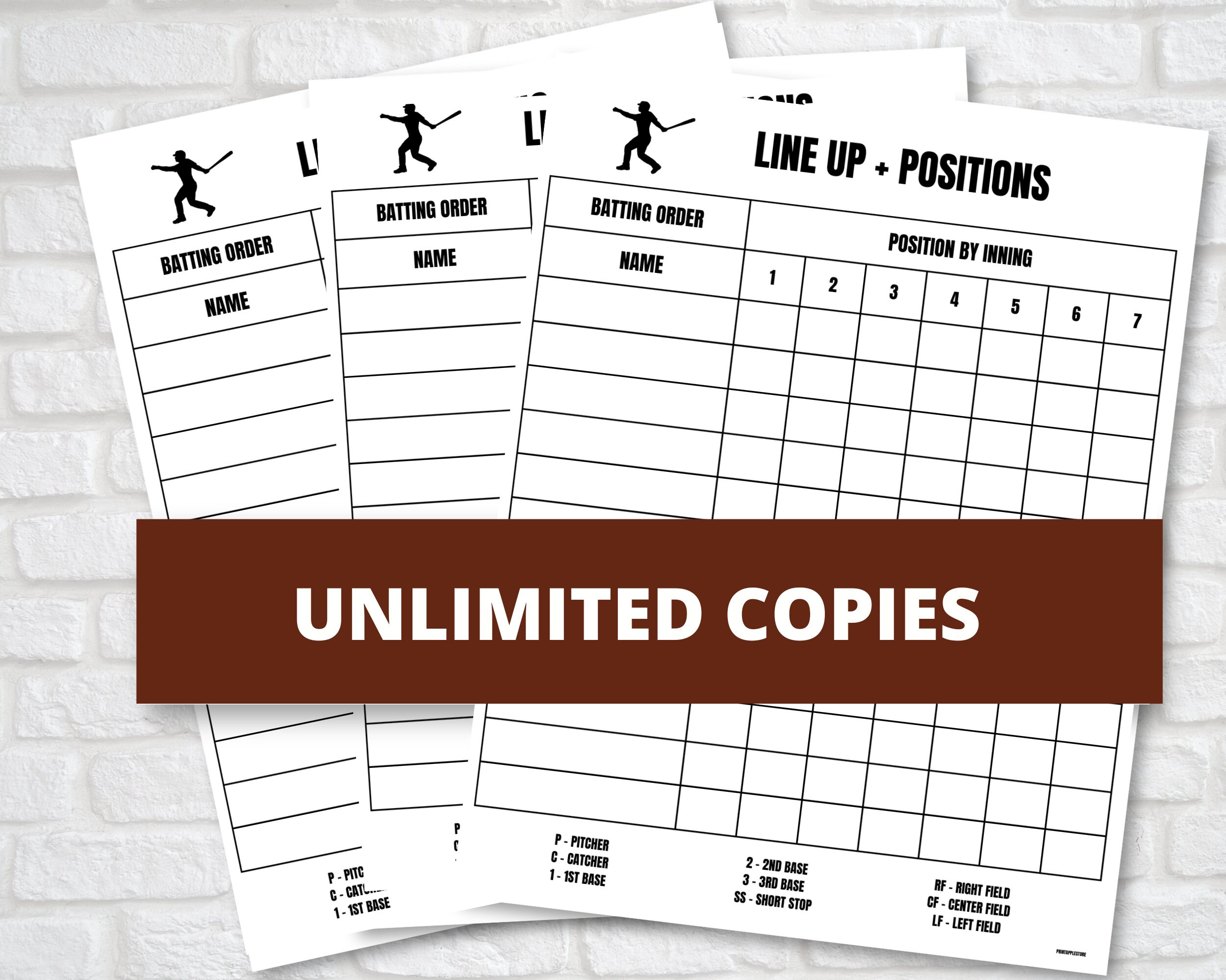 Batting Line up and Position Printable With Key, 12 Players, Baseball ...
