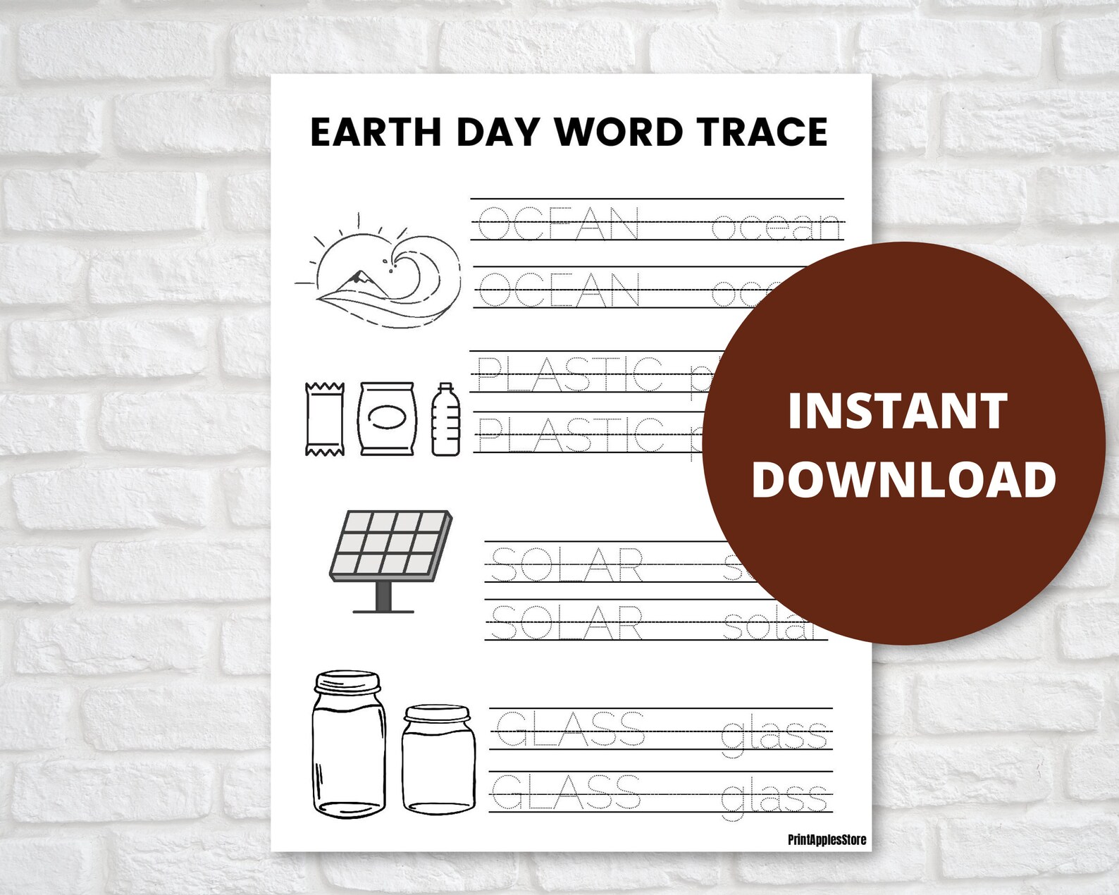 Earth Day Word Tracing Worksheets Set of 3 | Etsy