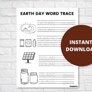 Earth Day Word Tracing Worksheets, Set of 3 - Etsy