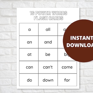 1G Power Words Flashcards, Sight Words for Kindergarten and First Grade ...