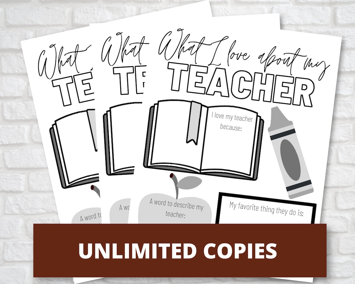 Love My Teacher Printable, Teacher Appreciation Week Printable, Teacher ...