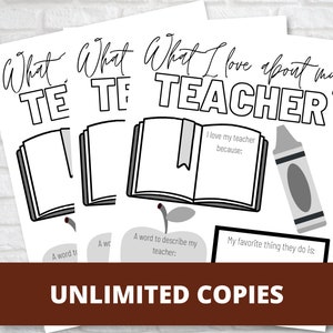 Love My Teacher Printable, Teacher Appreciation Week Printable, Teacher ...