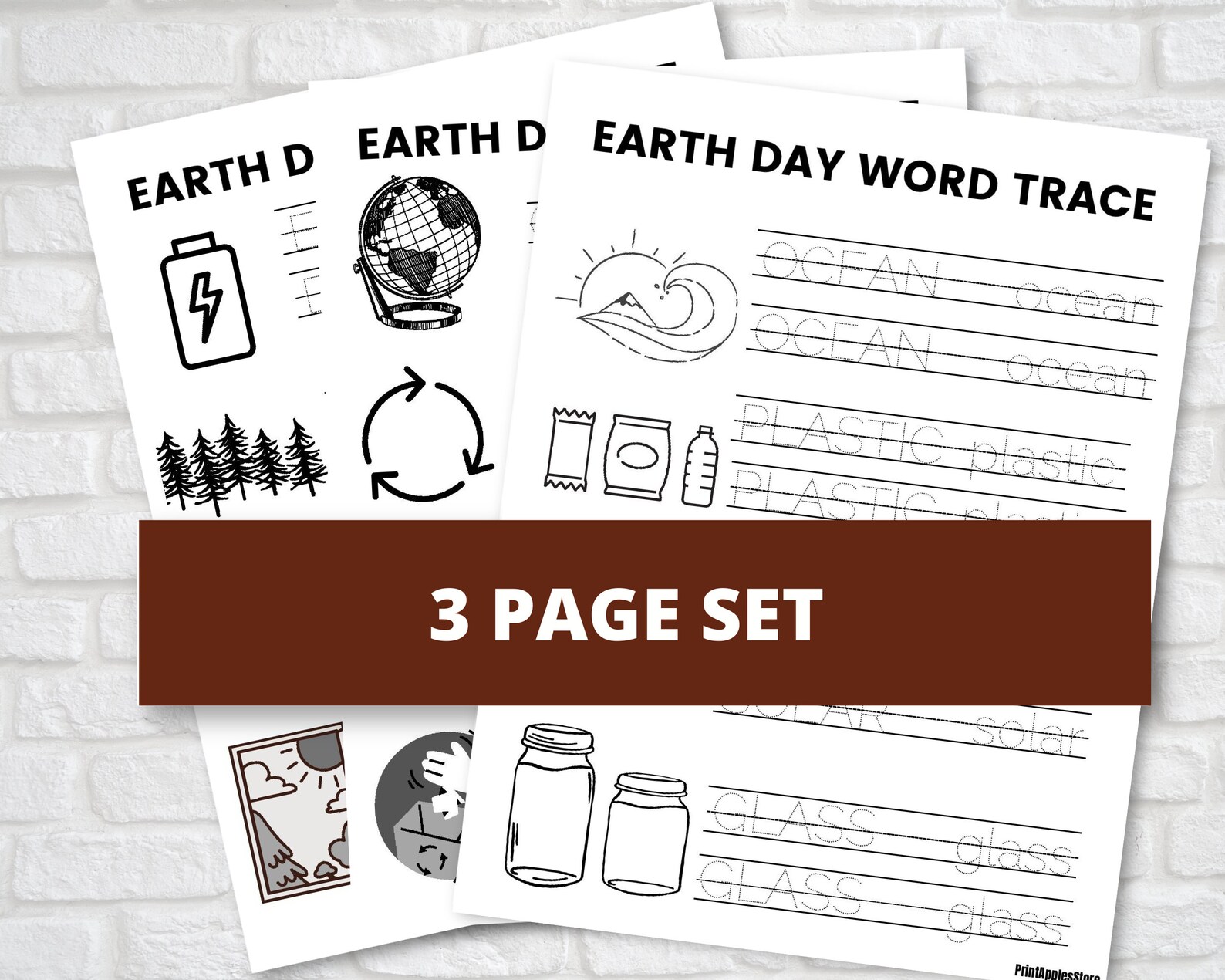 Earth Day Word Tracing Worksheets Set of 3 | Etsy