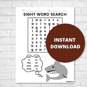 Sight Word Search Worksheets, Kids Sight Words Practice, Pre K ...