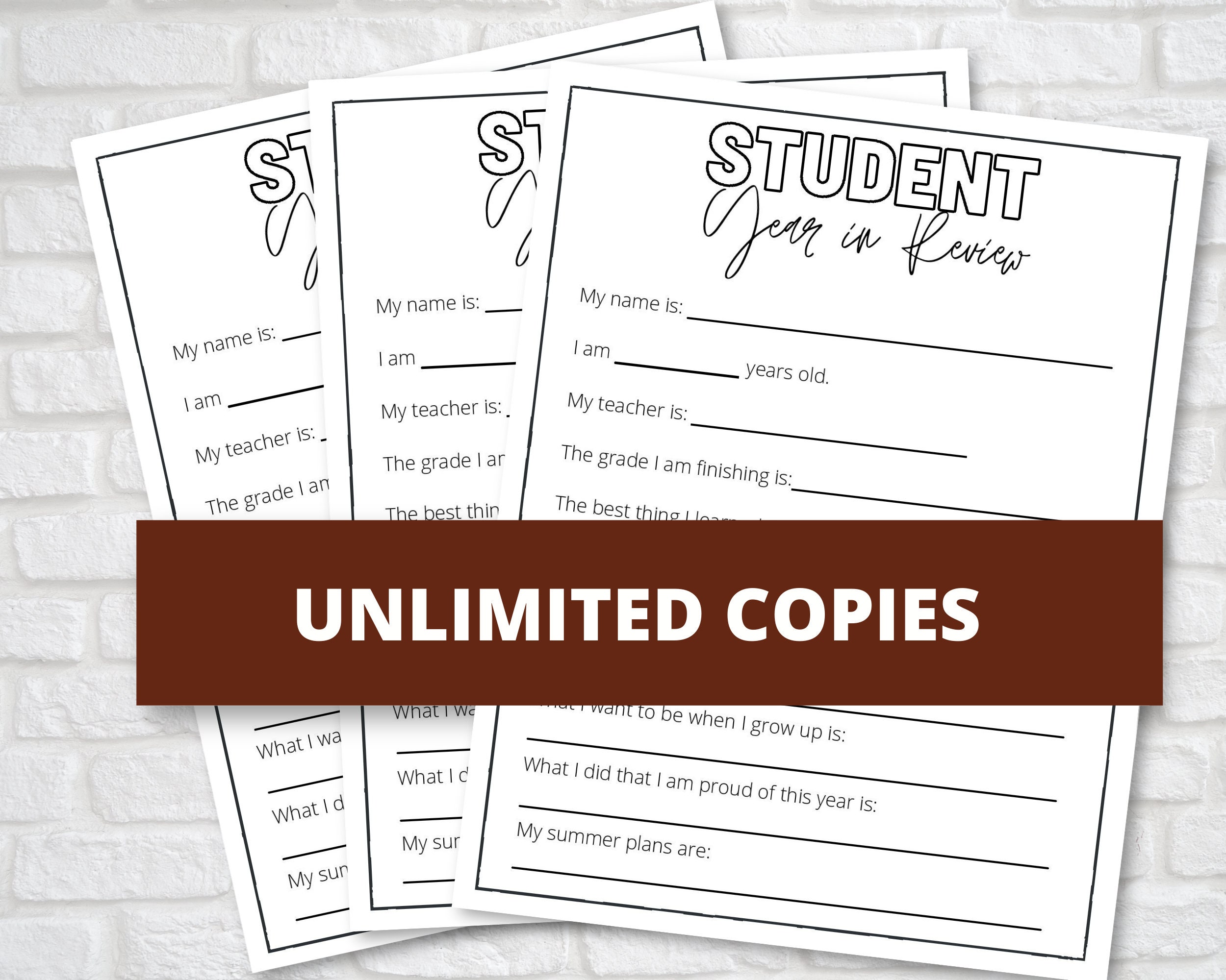 Student Year in Review, End of School Printable for Kids - Etsy