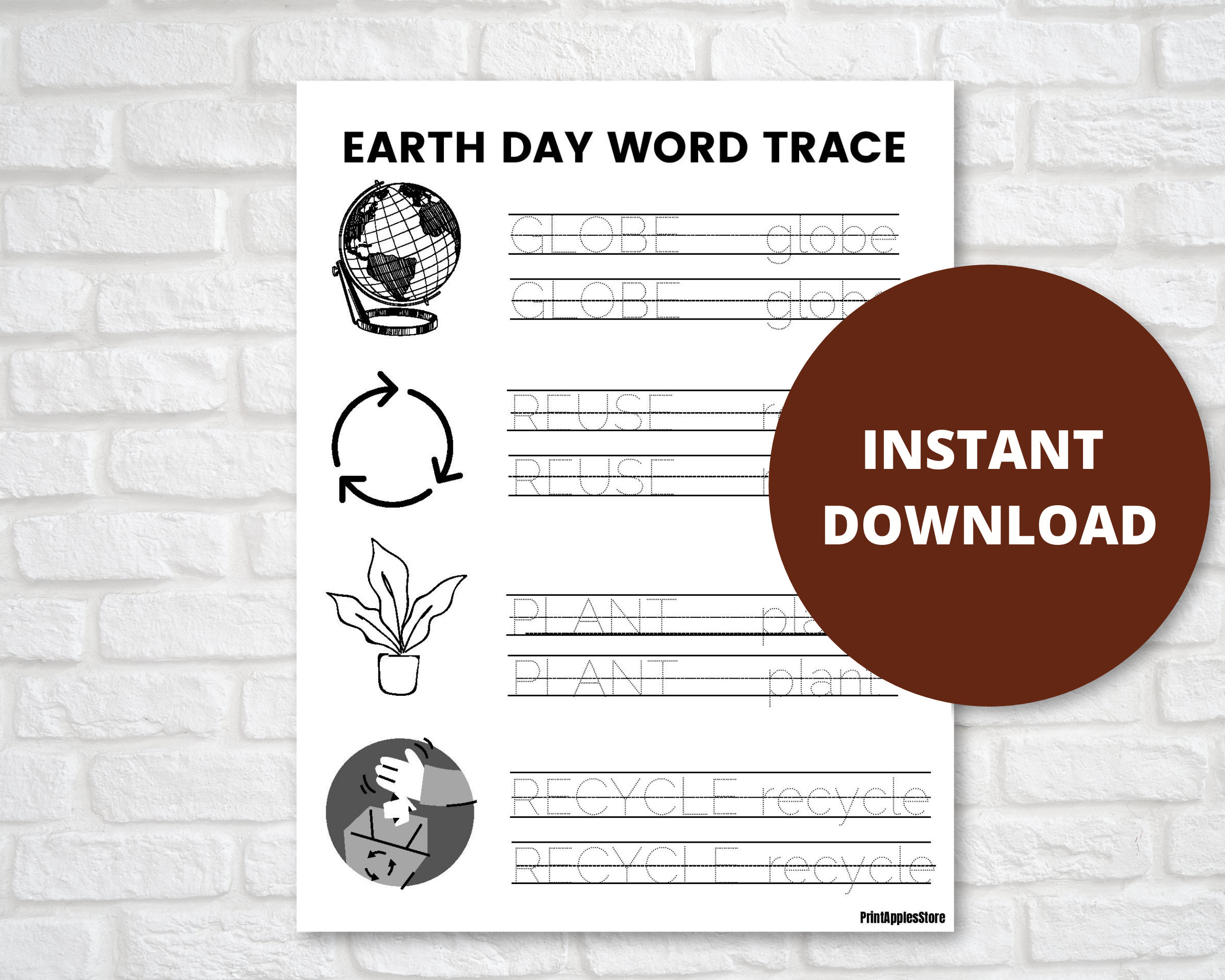 Earth Day Word Tracing Worksheets, Set of 3 - Etsy