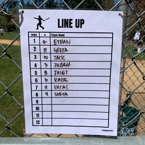 Batting Line up Printable, 12 Players - Etsy