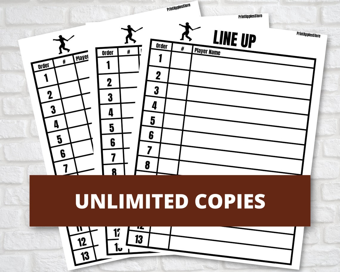 Batting Line up Printable, 13 Players - Etsy