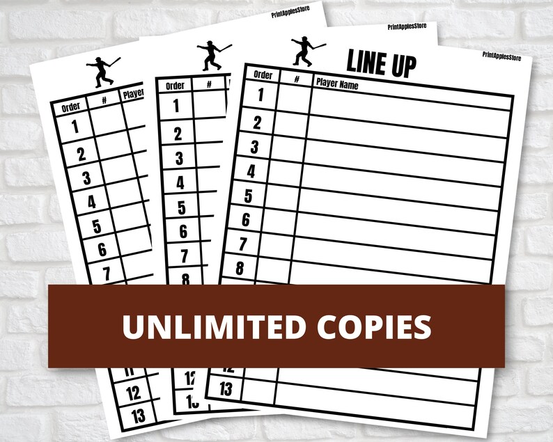 Batting Line up Printable, 13 Players - Etsy
