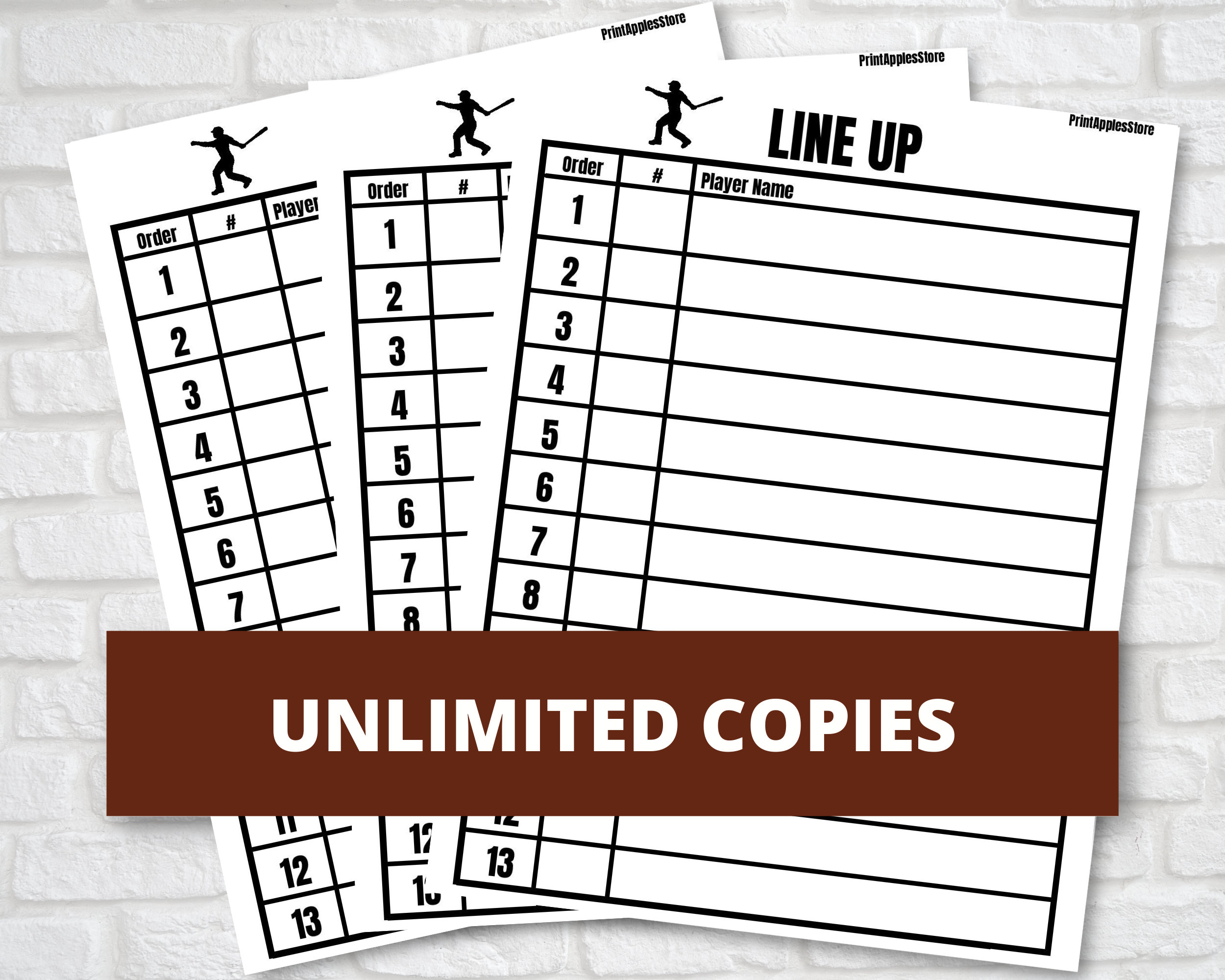 Batting Line up Printable, 13 Players - Etsy
