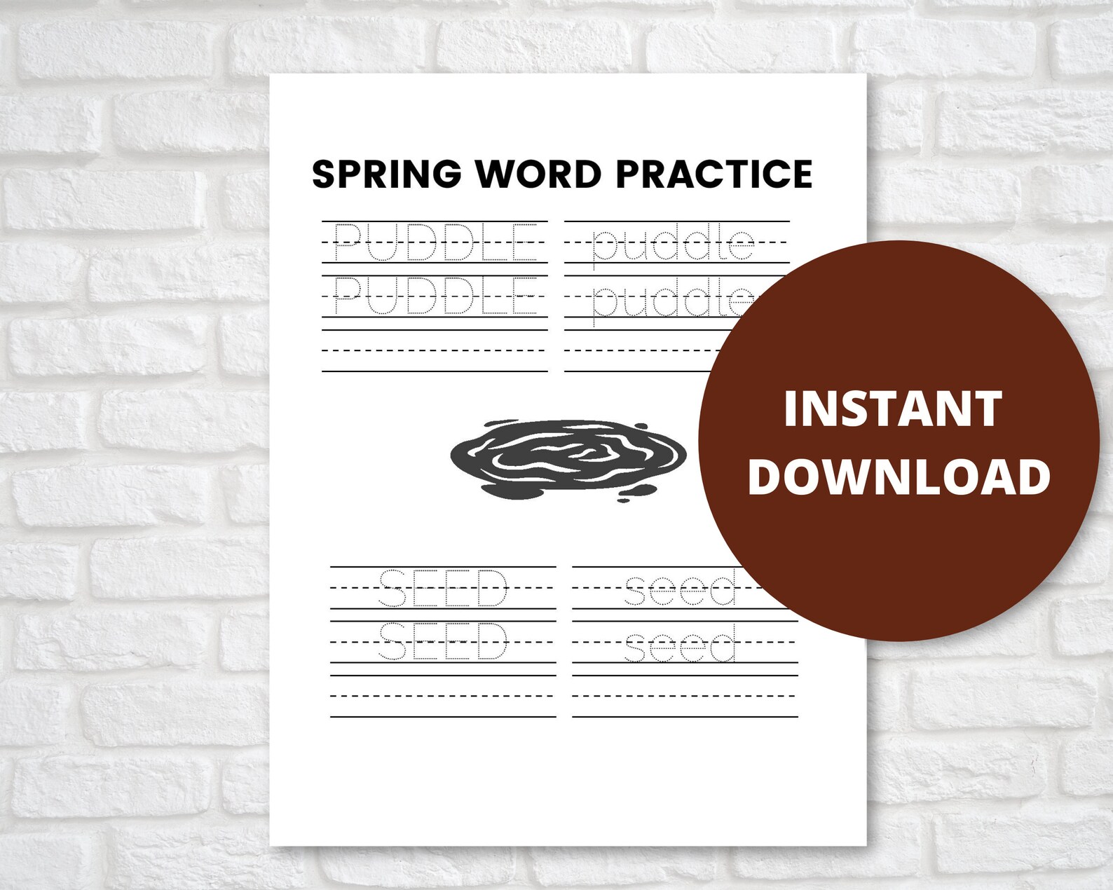 Spring Word Tracing Worksheet Printable Kids Writing - Etsy