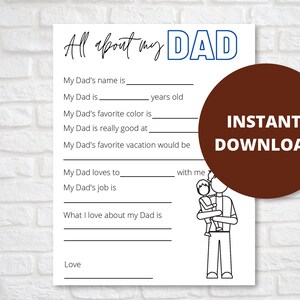 All About My Dad Printable Bundle, Fathers Day Printable for Kids - Etsy