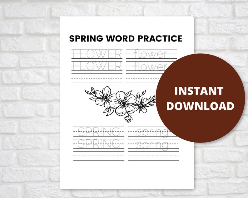 Spring Word Tracing Worksheet, Printable Kids Writing Practice ...