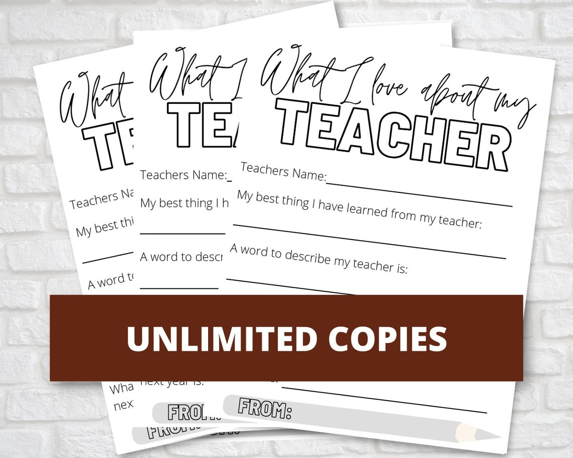 Love My Teacher Printable, Teacher Appreciation Week Printable, Teacher ...