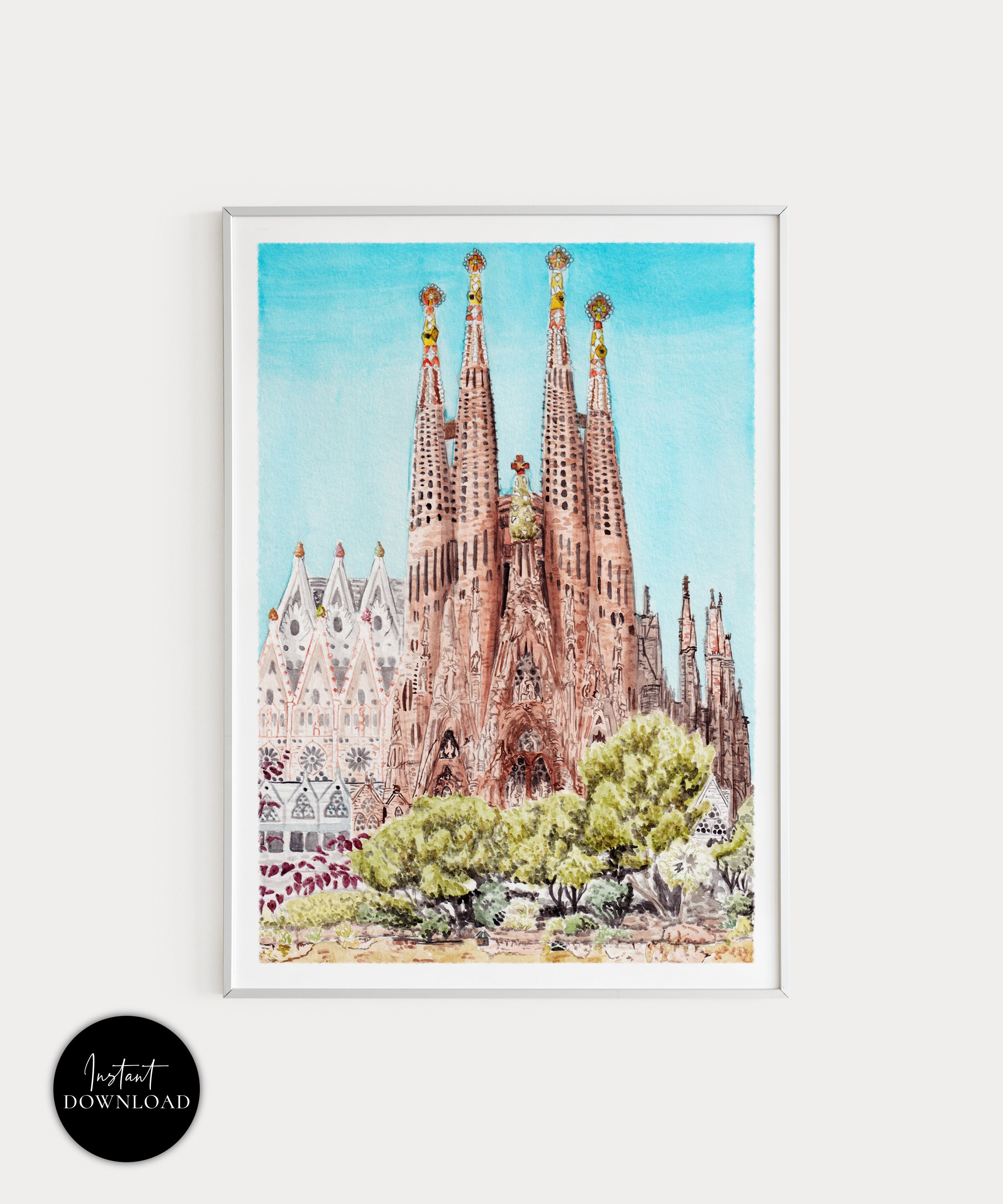 La Sagrada Familia Barcelona Spain Barcelona Painting Spain - Etsy