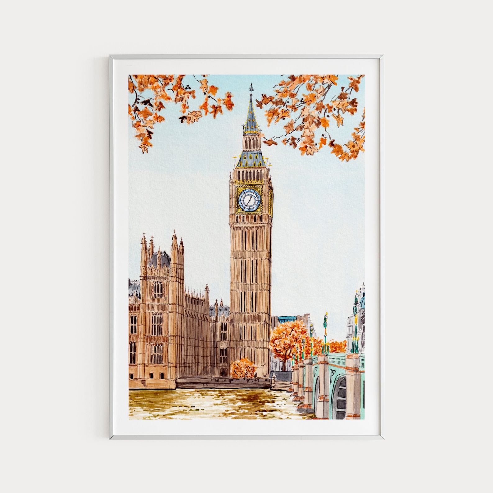 Big Ben Print London Wall Art Watercolor Print Fall Decor UK Art London ...