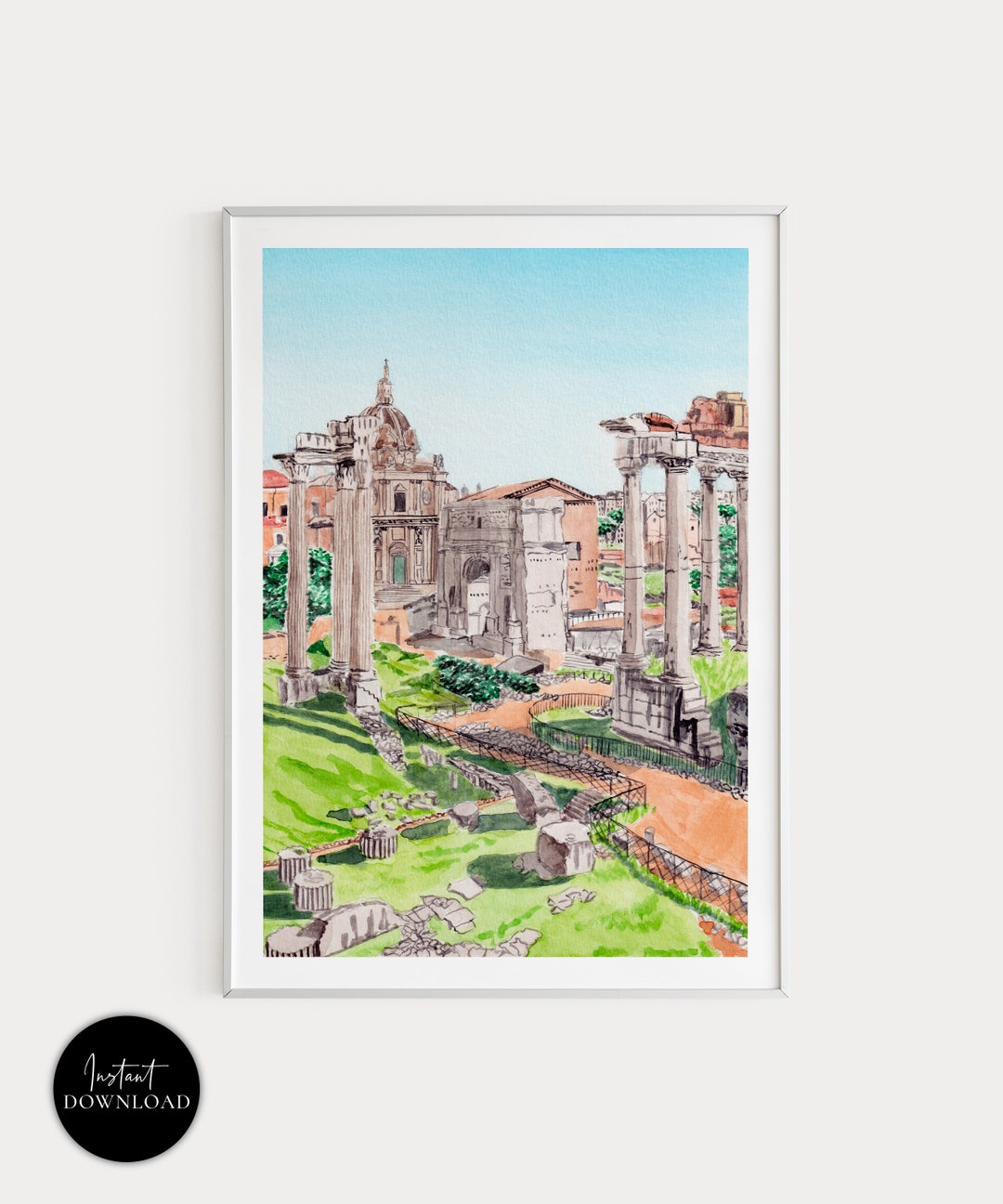 Roman Forum Print, Italy Wall Art, Rome Art Print, Watercolor Print ...