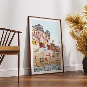 Varanasi Print, India Wall Art, Varanasi Cityscape, Indian Art ...