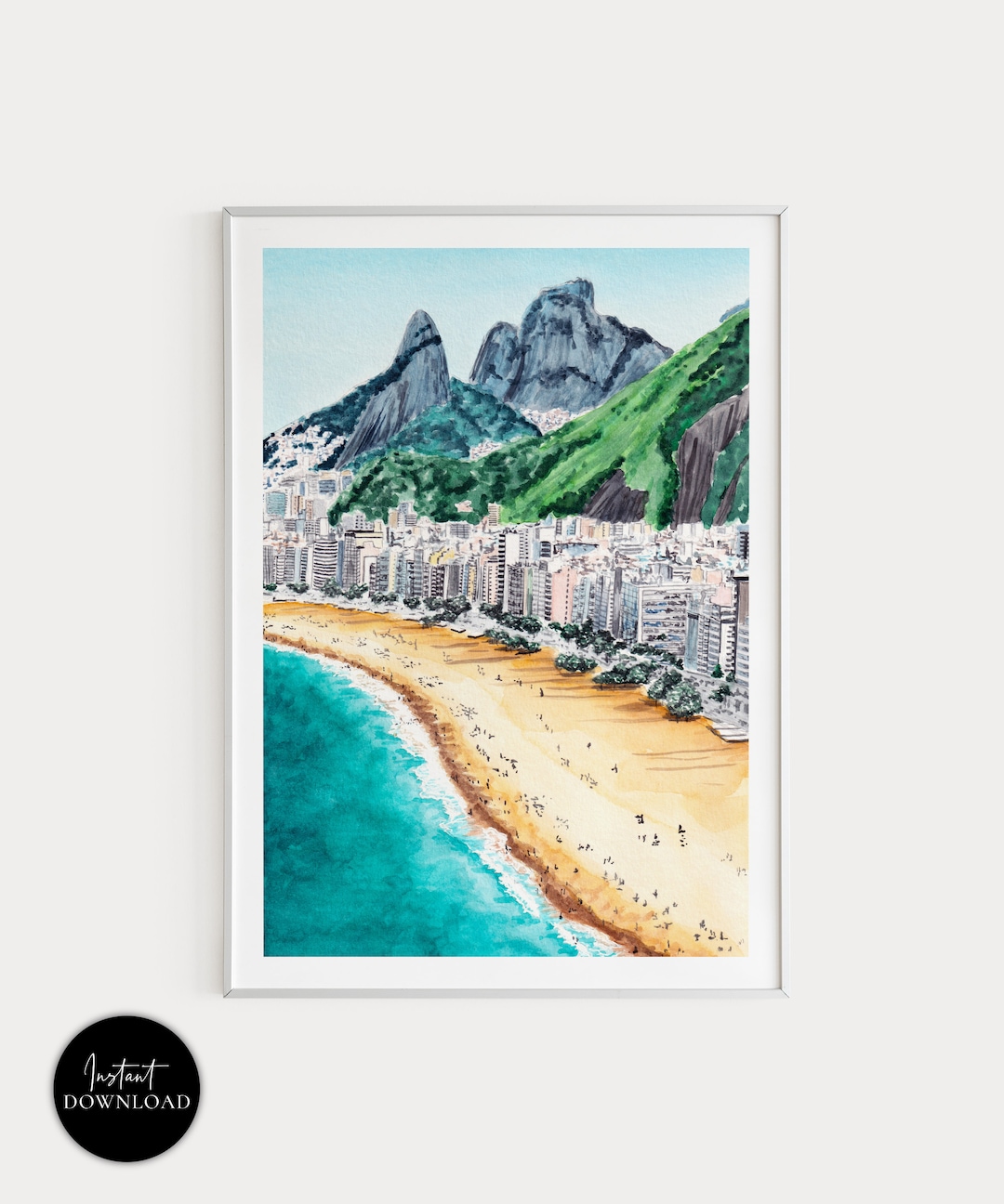 Rio De Janeiro Print, Brazil Wall Art, Ipanema Beach, Watercolor Print ...