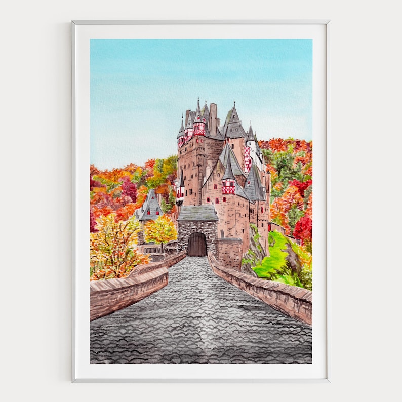 Burg Eltz Castle Watercolor Print, Germany Wall Art, Wierschem ...