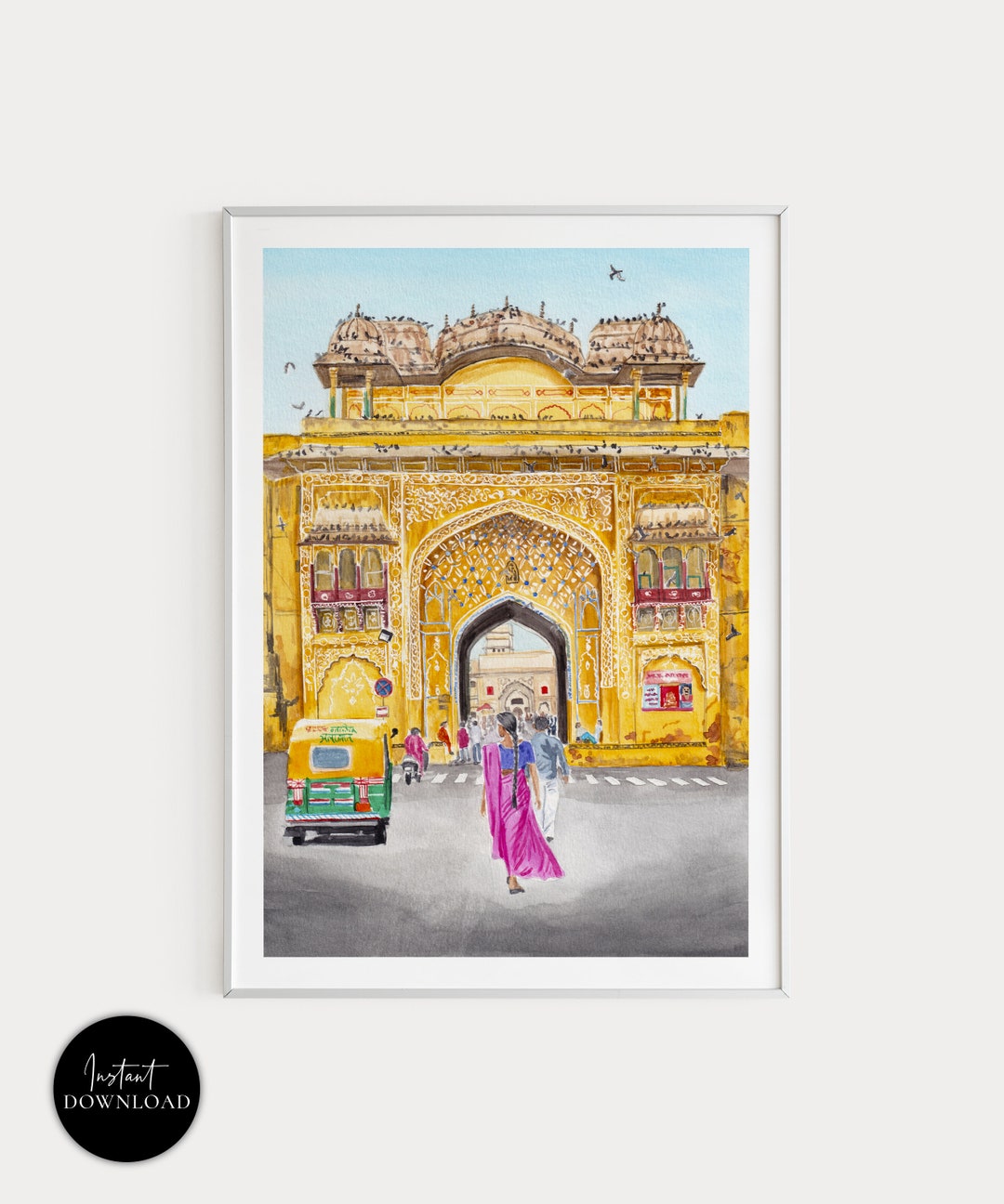 Rajasthan Print, India Wall Art, Jaipur Art Print, Watercolor Print ...