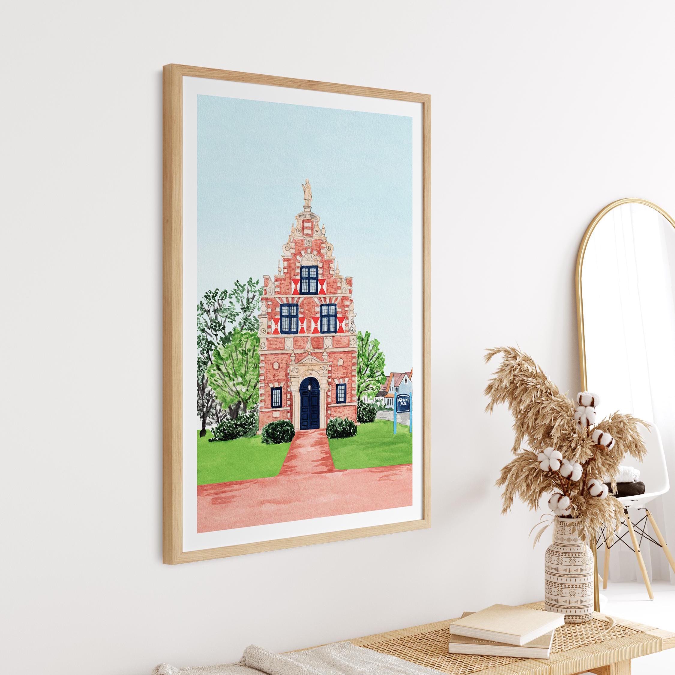 Lewes Watercolor Print, Delaware Wall Art, Lewes Cityscape Painting ...