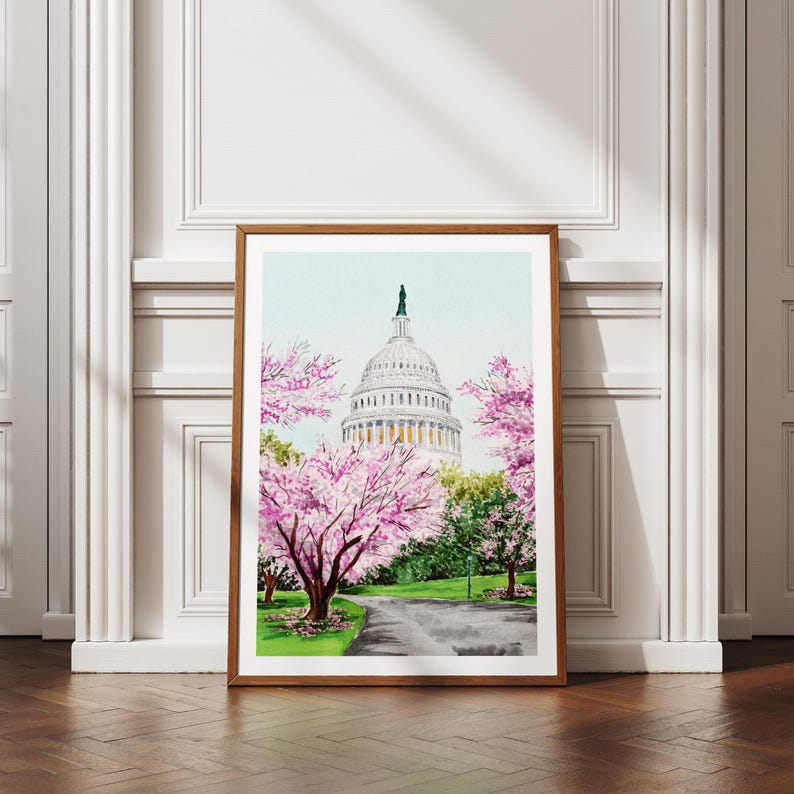 US Capitol Print, Washington DC Wall Art, Watercolor Print, Washington ...