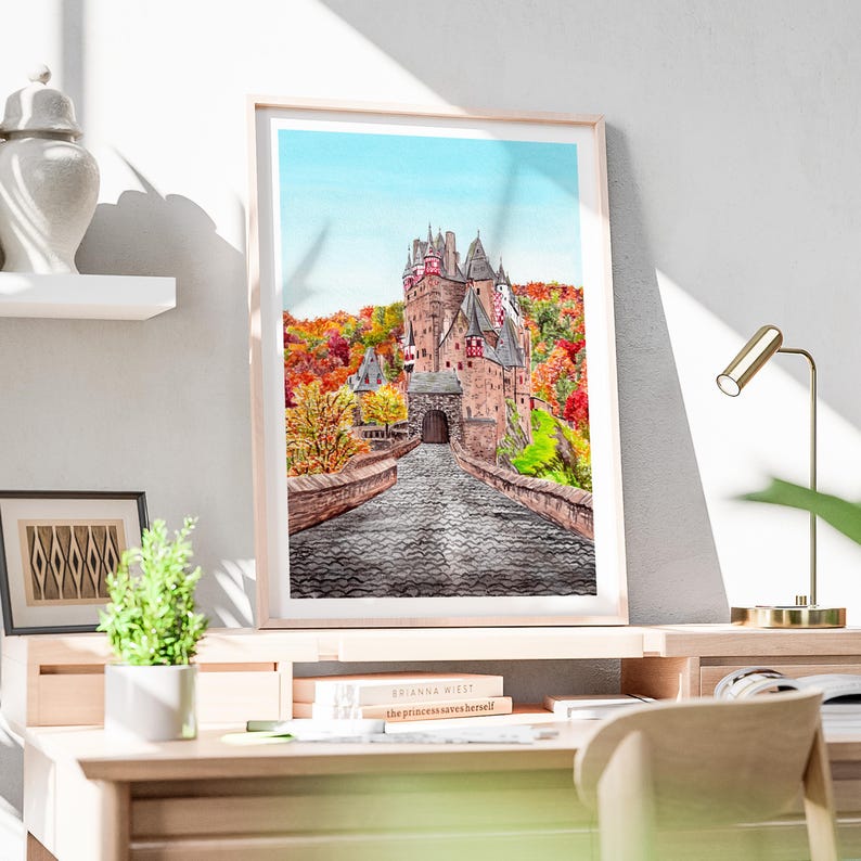 Burg Eltz Castle Watercolor Print, Germany Wall Art, Wierschem ...