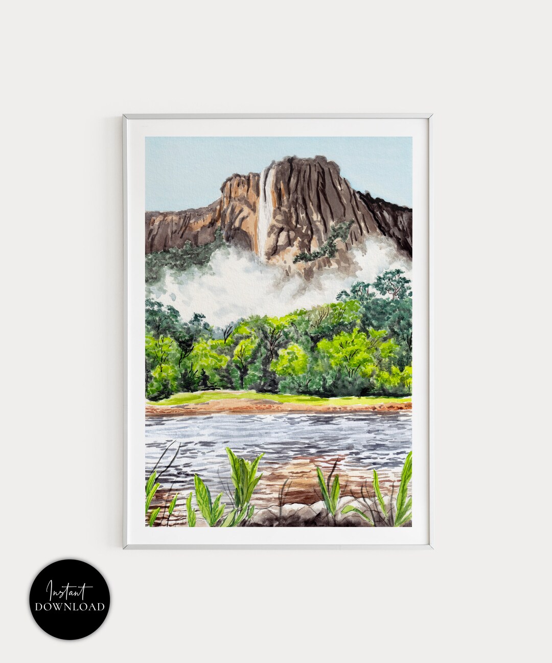 Angel Falls Print, Venezuela Wall Art, Watercolor Print, Venezuela Art ...