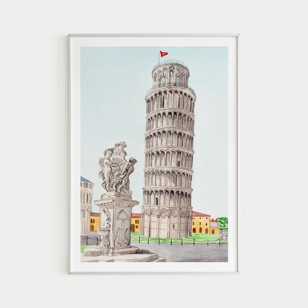 Pisa Print, Italy Wall Art, Leaning Tower of Pisa Art, Pisa Painting ...