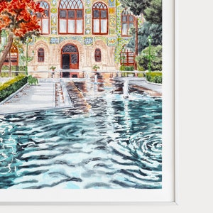 Tehran Print, Iran Wall Art, Golestan Palace, Watercolor Painting ...