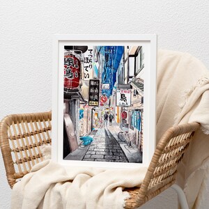 Osaka Print, Japan Wall Art, Watercolor Painting, Osaka Art, Osaka ...