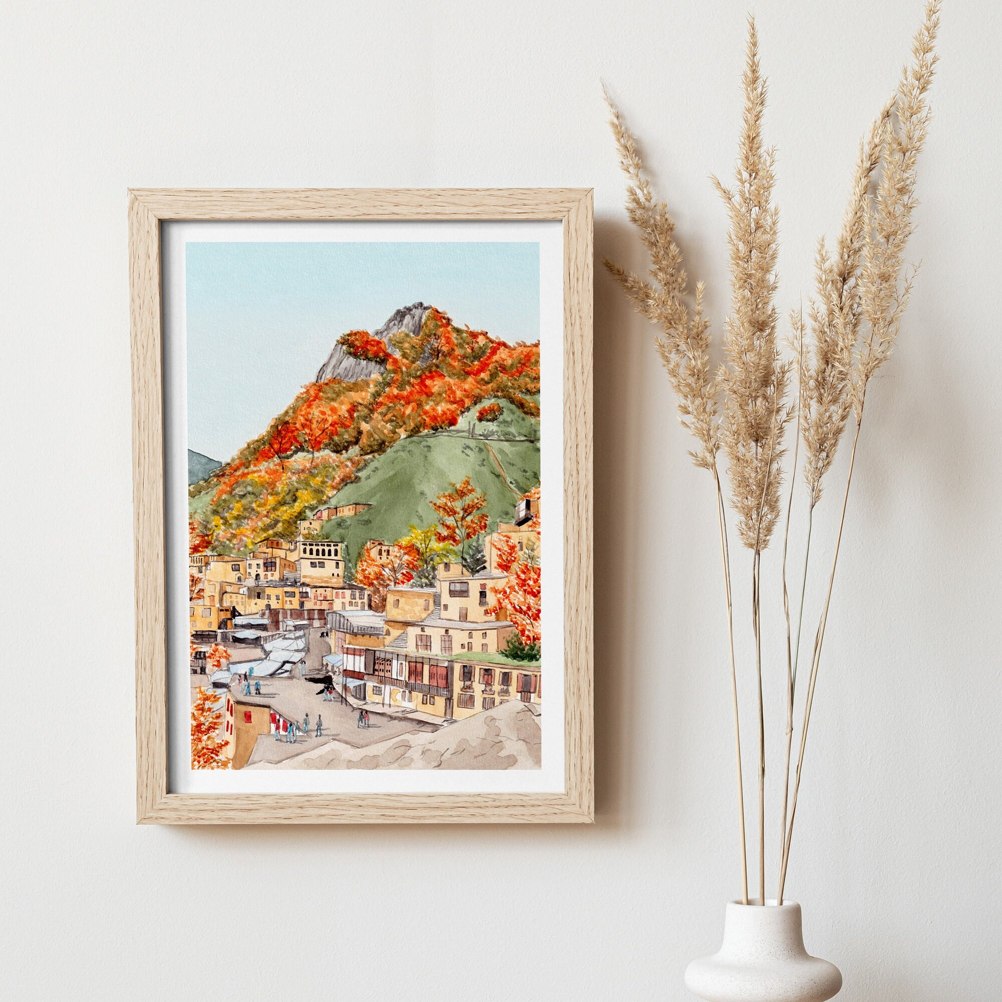 Masuleh Print, Iran Wall Art, Watercolor Painting, Iran Decor, Persian ...