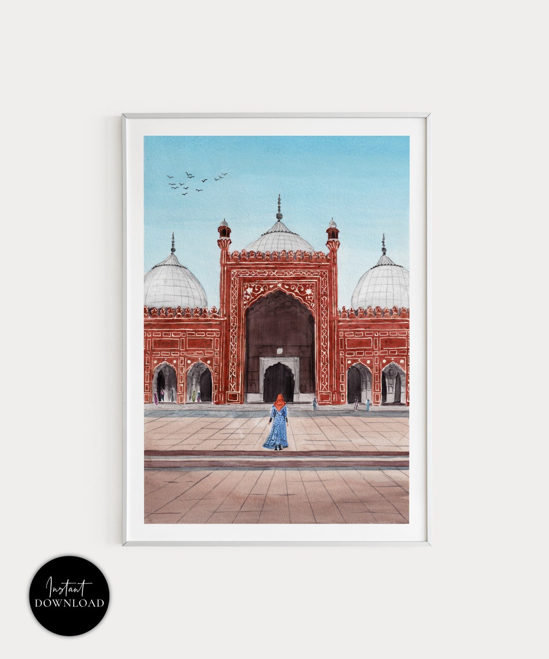 Badshahi Mosque Print, Pakistan Wall Art, Lahore Print, Pakistan Art ...