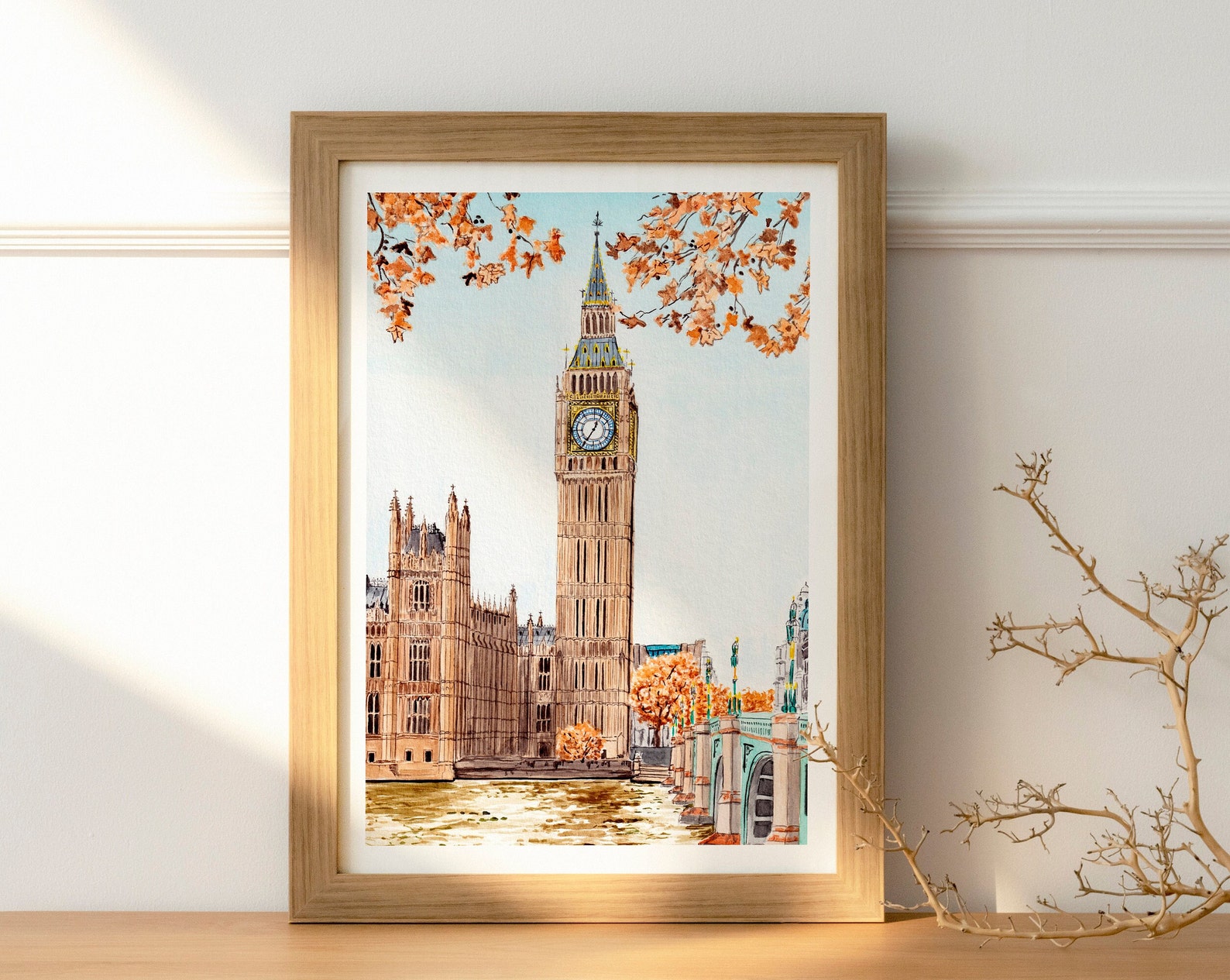 Big Ben Print London Wall Art Watercolor Print Fall Decor UK Art London ...
