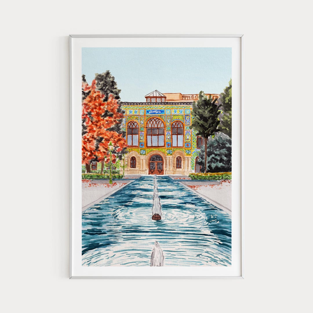 Tehran Print, Iran Wall Art, Golestan Palace, Watercolor Painting, Iran ...