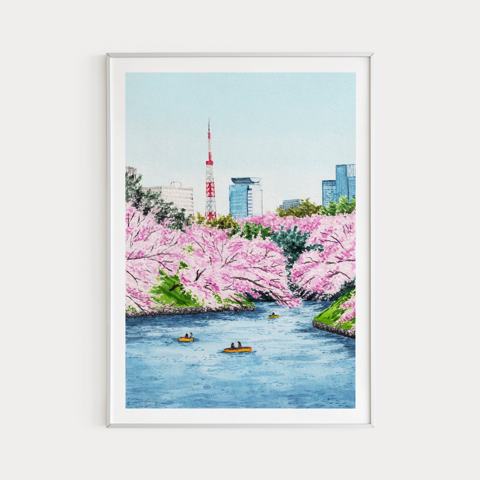 Tokyo Tower Print, Japan Wall Art, Watercolor Print, Tokyo Cityscape ...