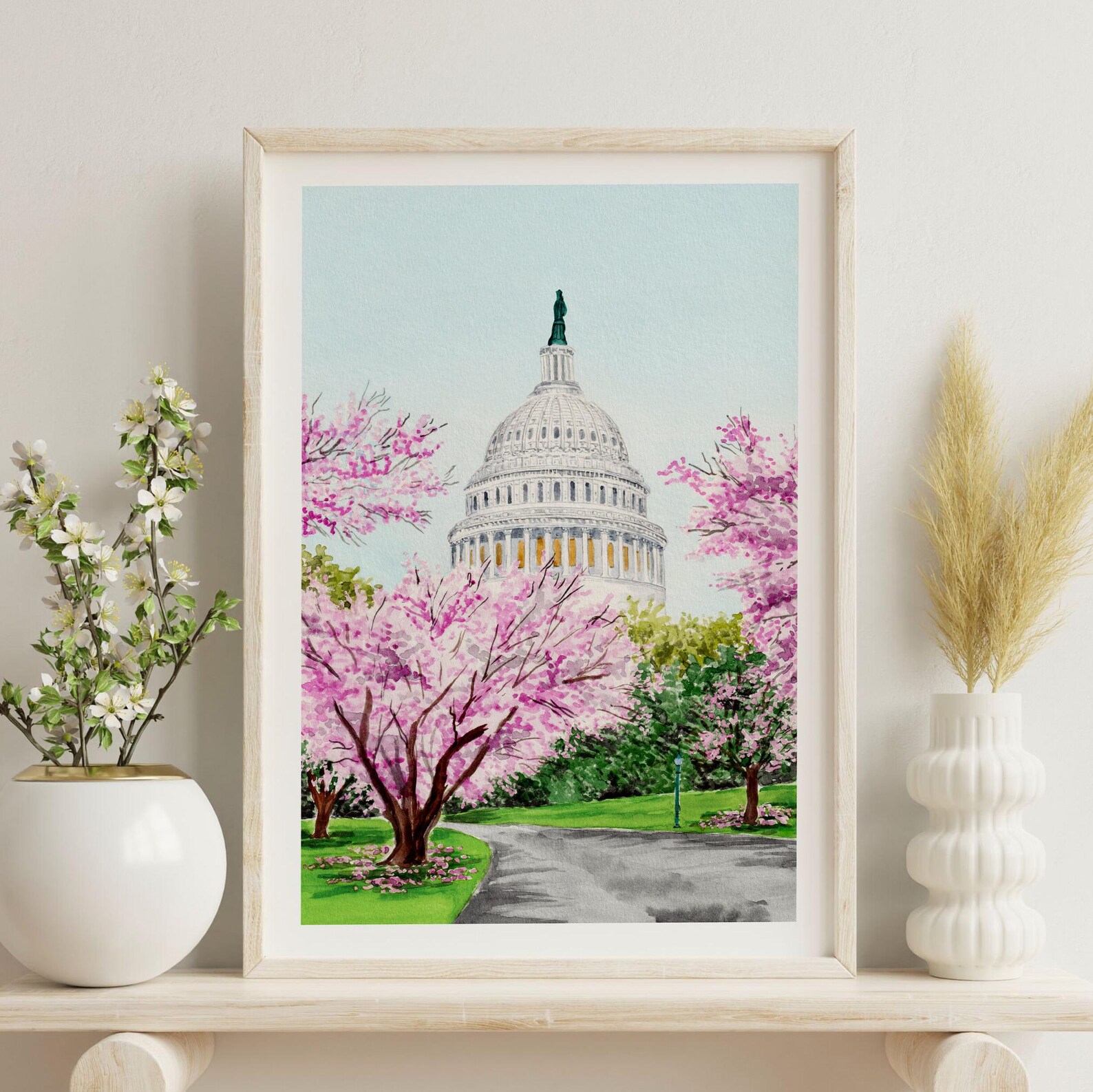 US Capitol Print, Washington DC Wall Art, Watercolor Print, Washington ...