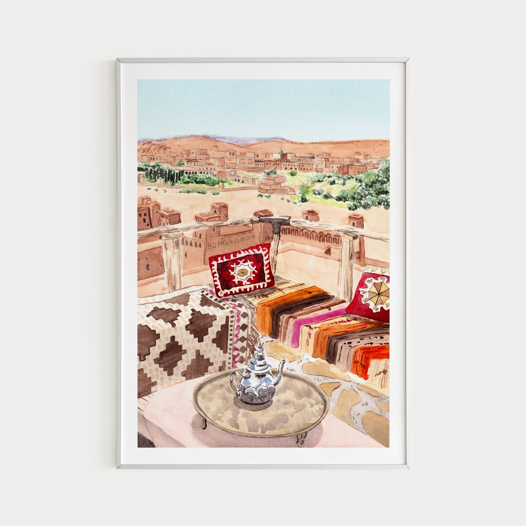 Ouarzazate Print, Morocco Wall Art, Watercolor Painting, Morocco Art ...