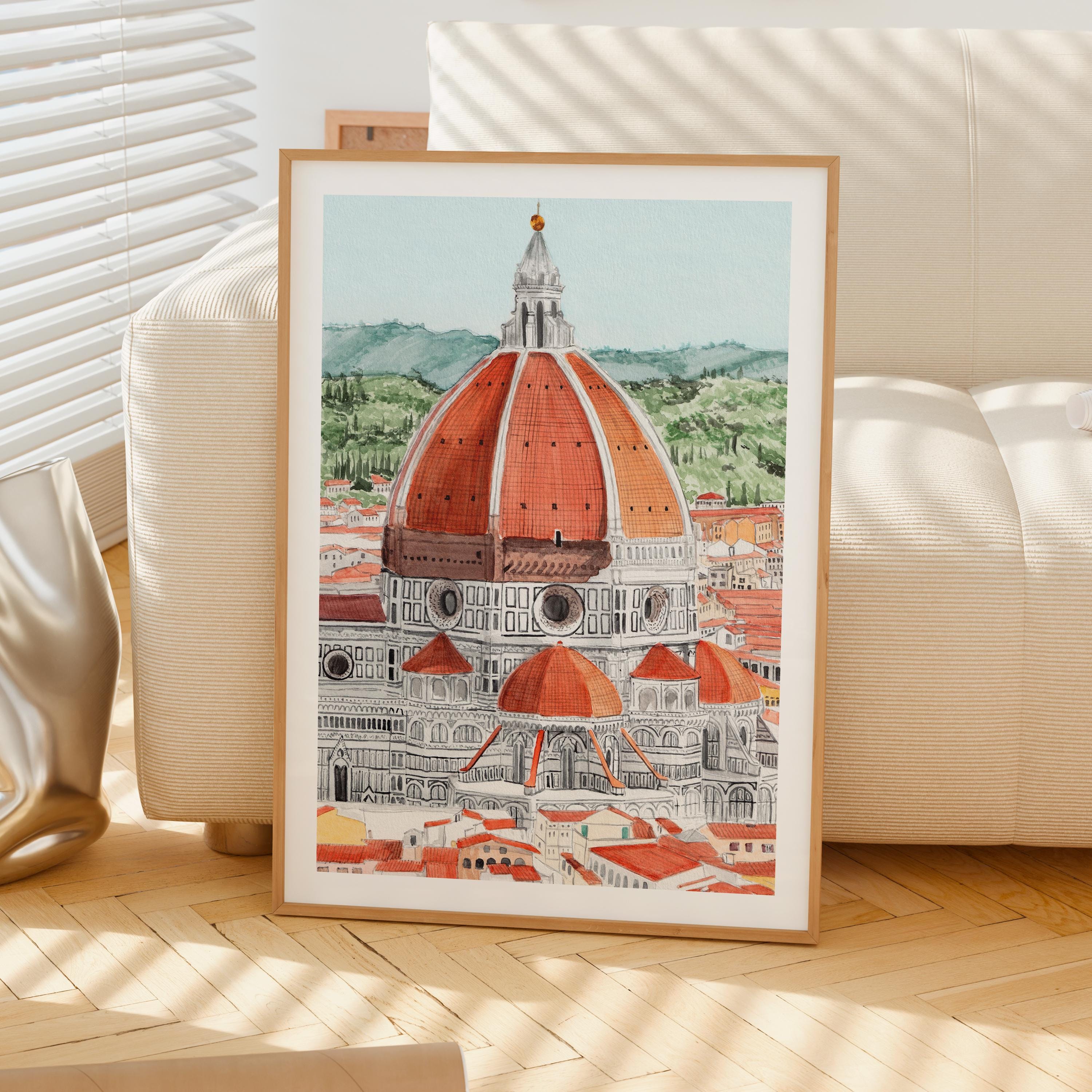 Duomo Di Firenze Print, Florence Watercolor Cityscape, Italy Wall Art ...