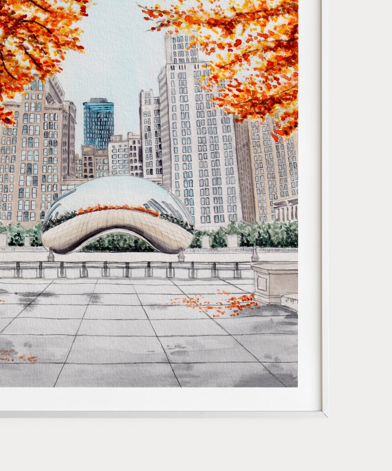 Chicago Print Chicago Wall Art Chicago Art Print Cloud Gate - Etsy